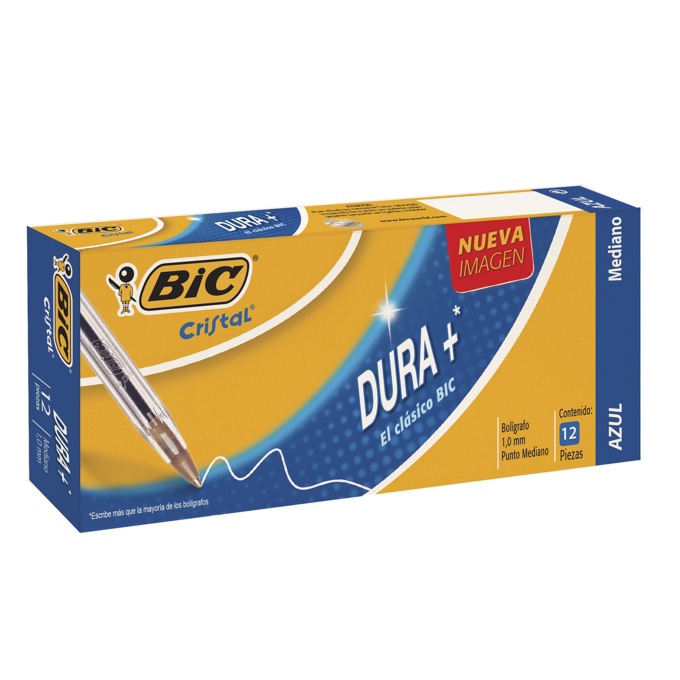 Bolígrafo Bic Cristal Dura+ Azul 12pz |Bolígrafos |OfficeMax - Office Max