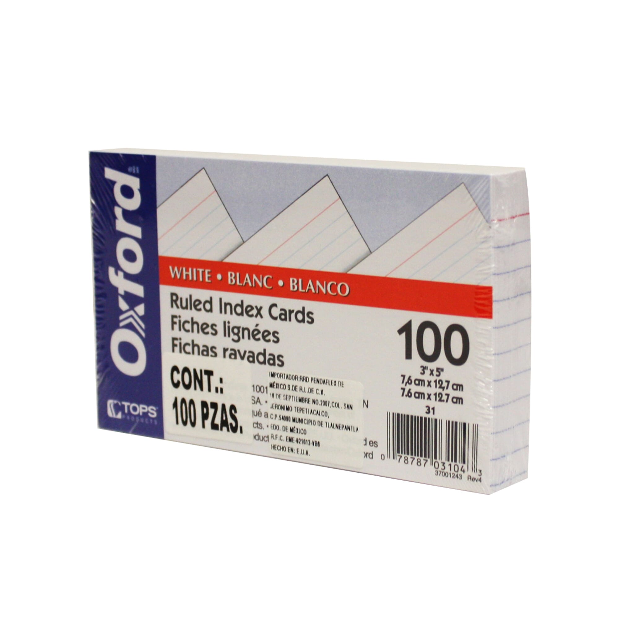 Tarjetas Rayadas Oxford Blanco 100pz | Tarjetas | OfficeMax - Office Max