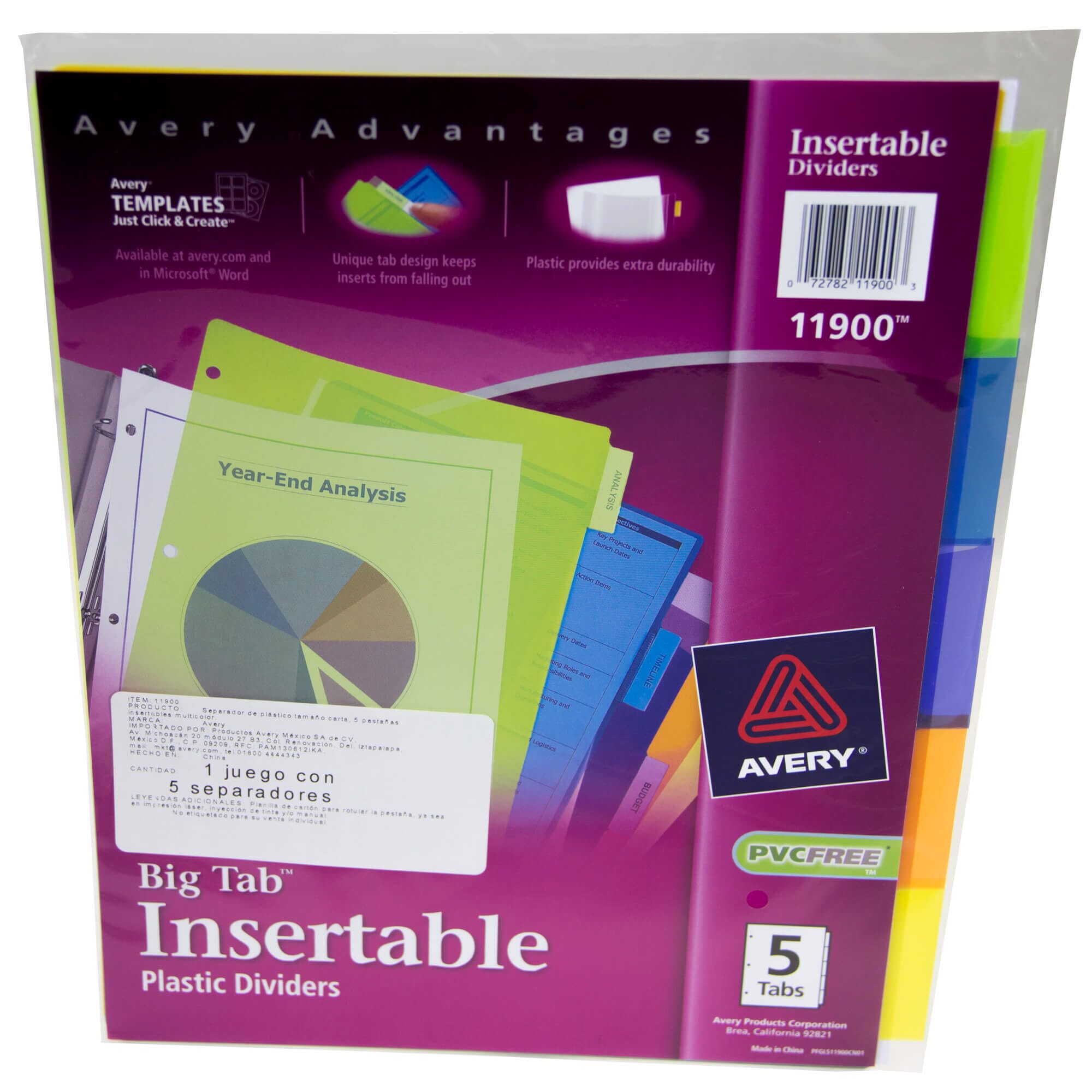 SEPARADOR 5 DIVISIONES PESTANAS A COLORS DURABLE AVERY | Separadores y ...