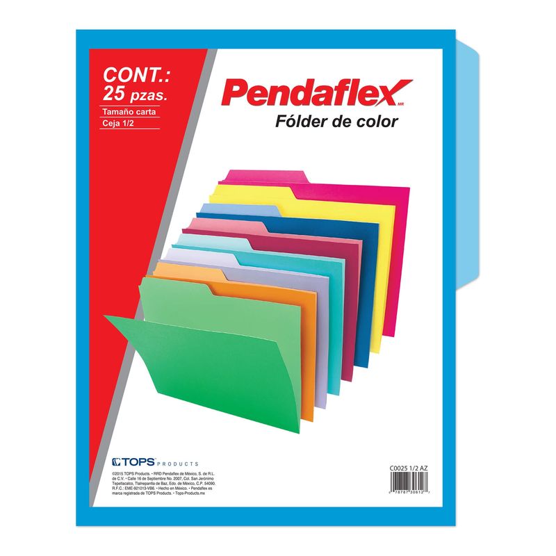 FOLDER AZUL INTENSO CARTA PENDAFLEX 25PZ DOBLE TONALIDAD | Folders ...