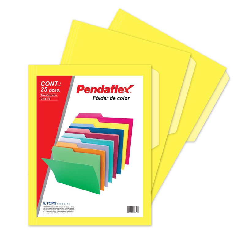 FOLDER AMARILLO CARTA PENDAFLEX 25PZ DOBLE TONALIDAD | Folders | OfficeMax