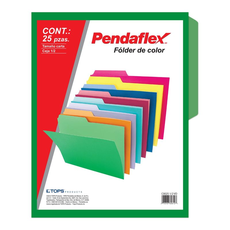 FOLDER VERDE CARTA PENDAFLEX 25PZ DOBLE TONALIDAD | Folders | OfficeMax