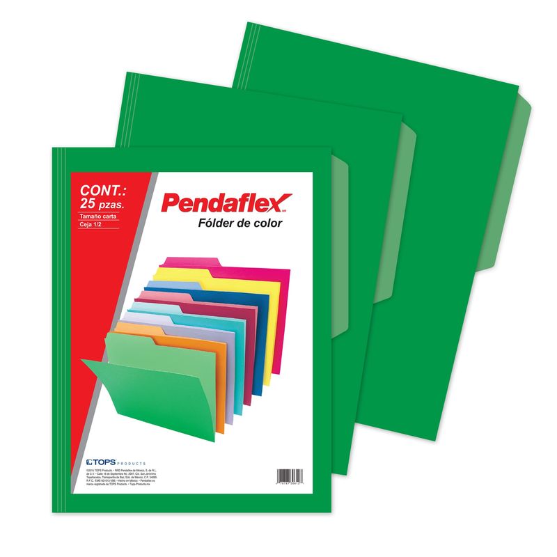 FOLDER VERDE CARTA PENDAFLEX 25PZ DOBLE TONALIDAD | Folders | OfficeMax