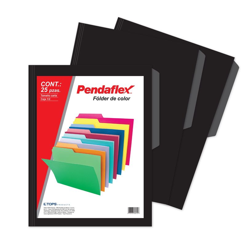 FOLDER NEGRO CARTA PENDAFLEX 25PZ DOBLE TONALIDAD | Folders | OfficeMax