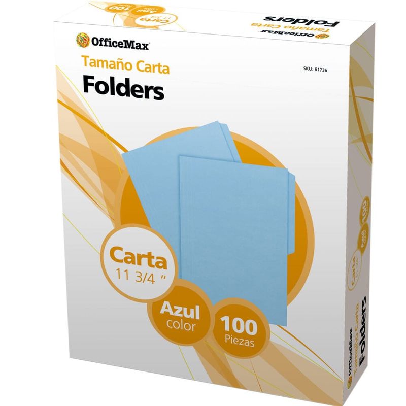 FOLDER CARTA AZUL OMX 100PZ 178GRS | Folders | OfficeMax