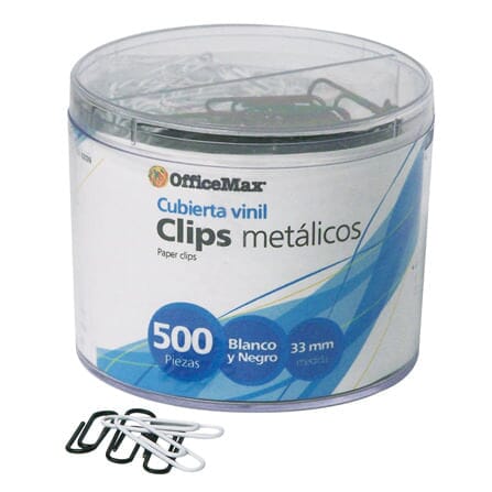 Clips Blanco y Negro 33 mm 500 Pzas | OfficeMax - Office Max