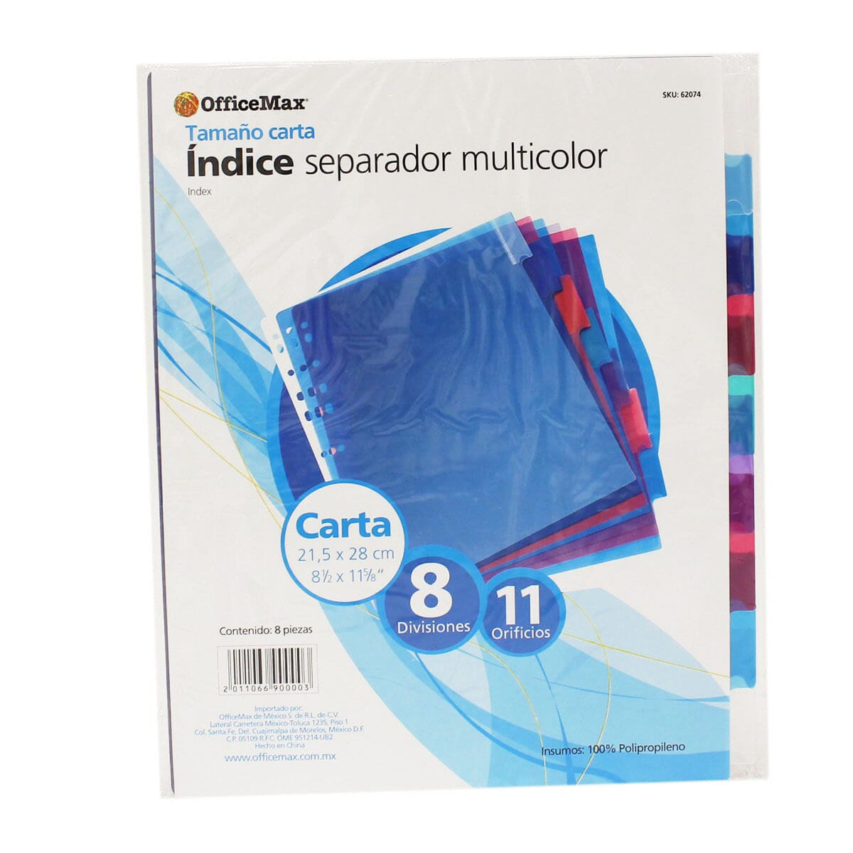 INDICES SEPARADORES DE POLIPROPILENO MULTICOLOR 8 DIV OMX | Separadores y Divisores | OfficeMax ...