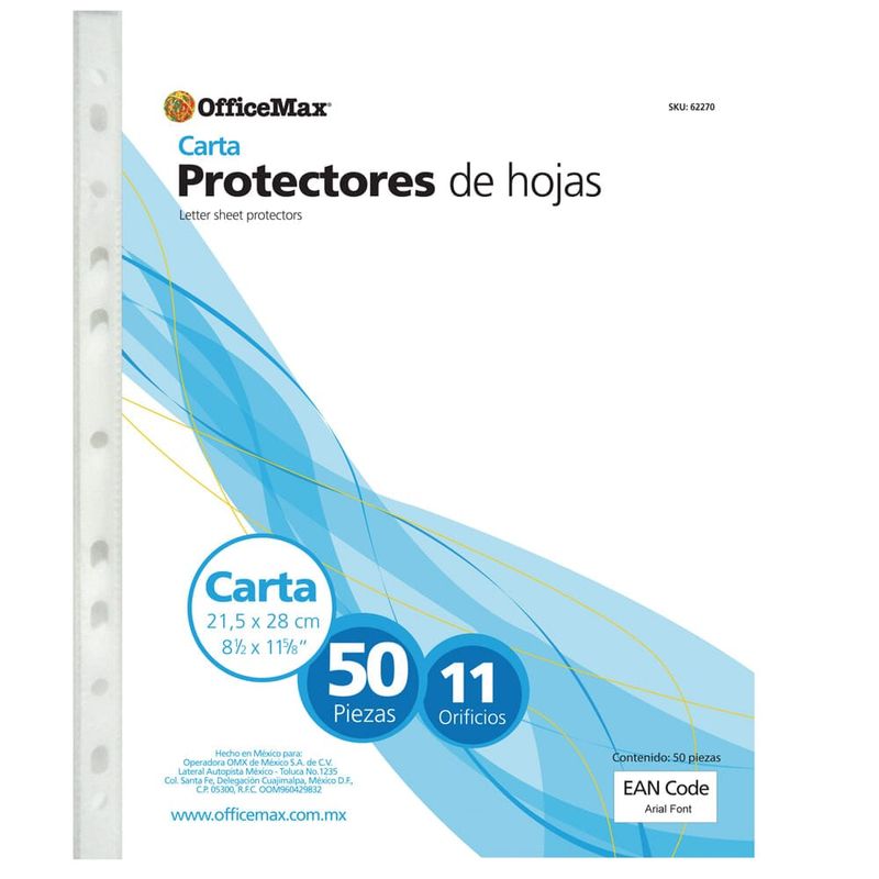 PROTECTORES DE HOJAS TRASLUCIDOS 50 PIEZAS OMX | Protectores para hojas ...