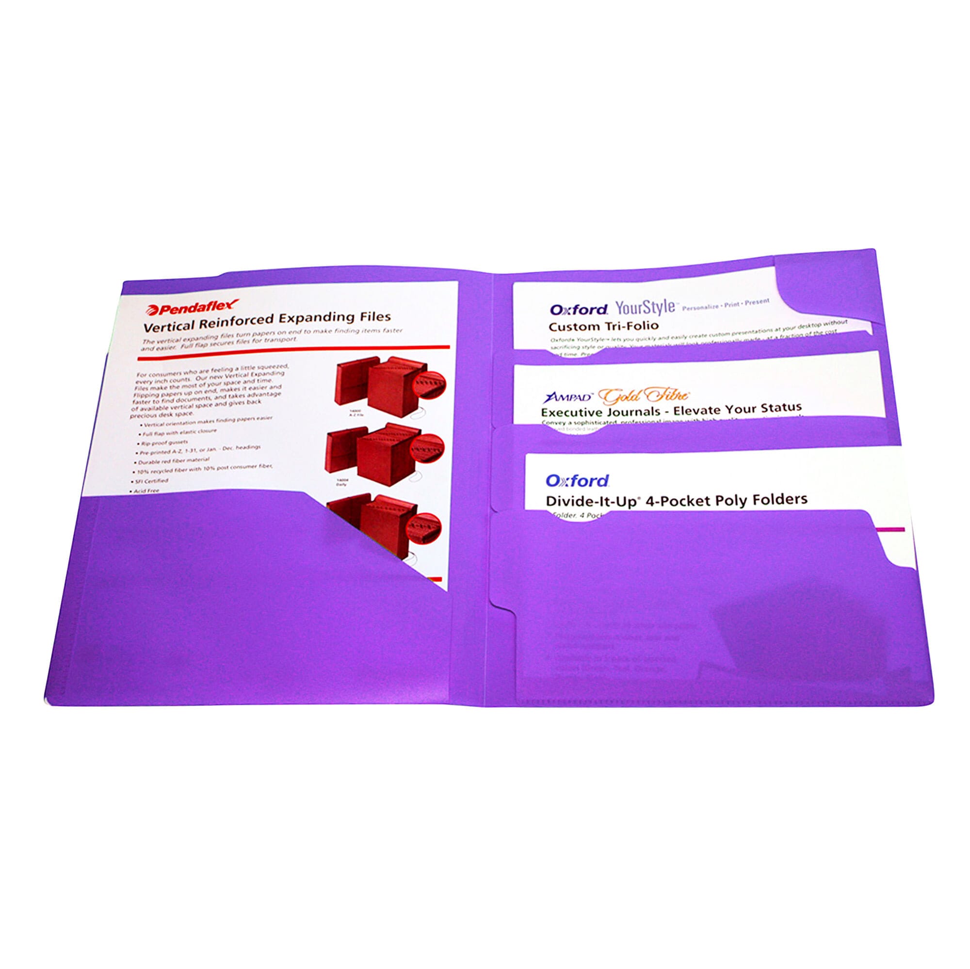 Folder de Polipropileno Morado con 4 divisiones Oxford Divide-It-Up ...