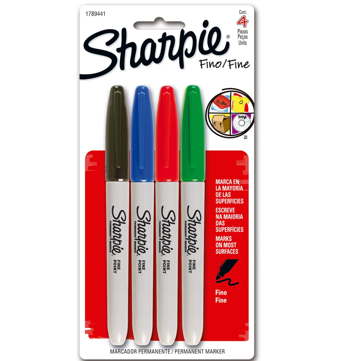Marcador Sharpie Fino T4 Colores Surtido | Marcadores Permanentes ...