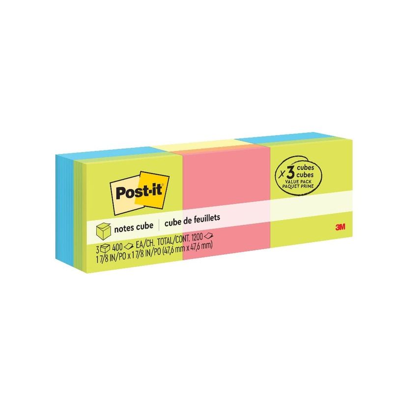 Post-It Notas Adhesivas Super Sticky 2x2" 3 paquetes 400 hojas | Notas ...