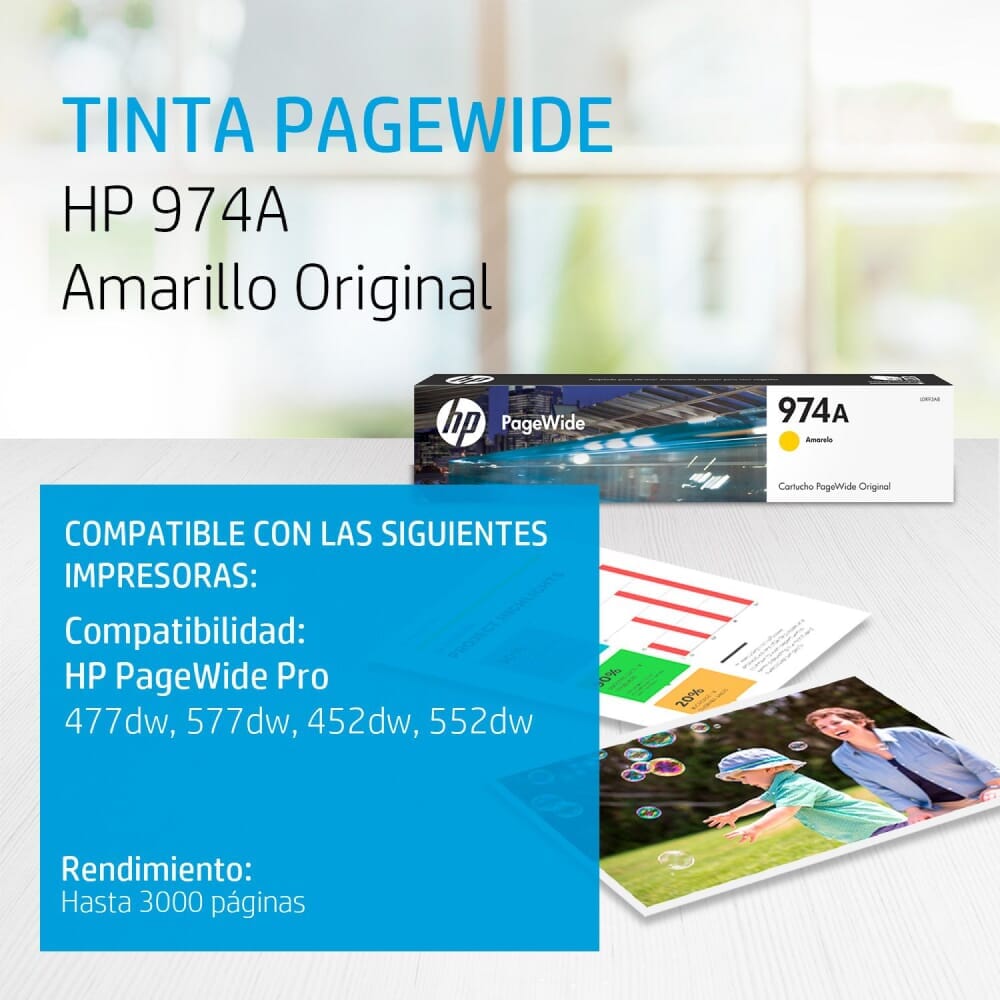 Tinta HP 974A Amarilla Pagewide | Original L0R93AL | Colores - Office Max