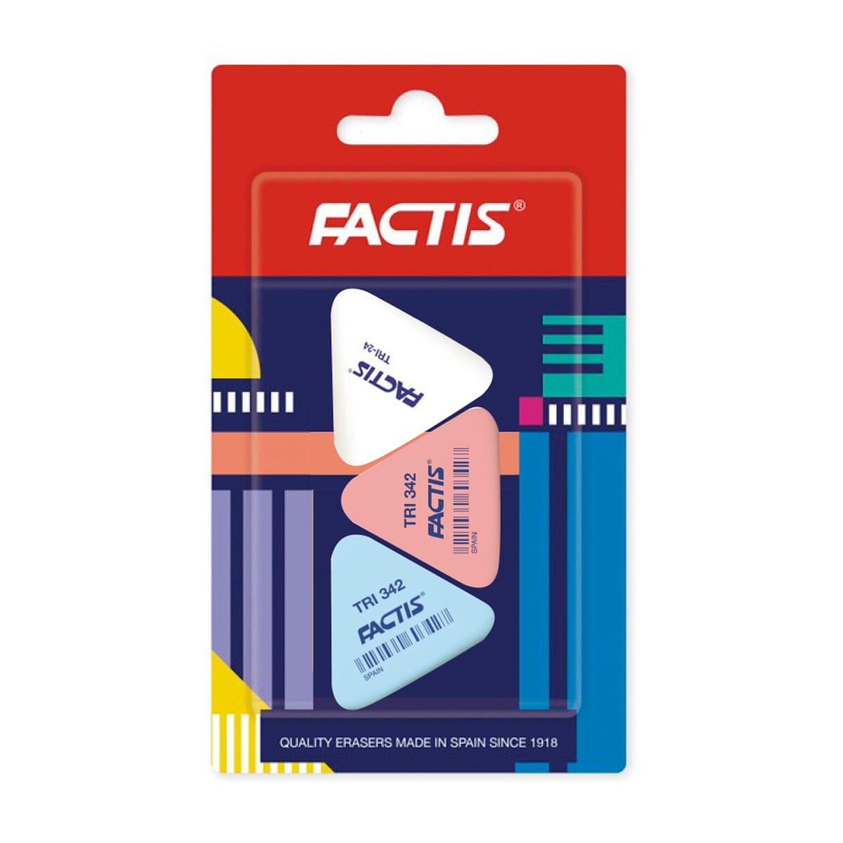 Goma para Borrar Triangular Factis Varios Colores 3 piezas | Gomas y ...