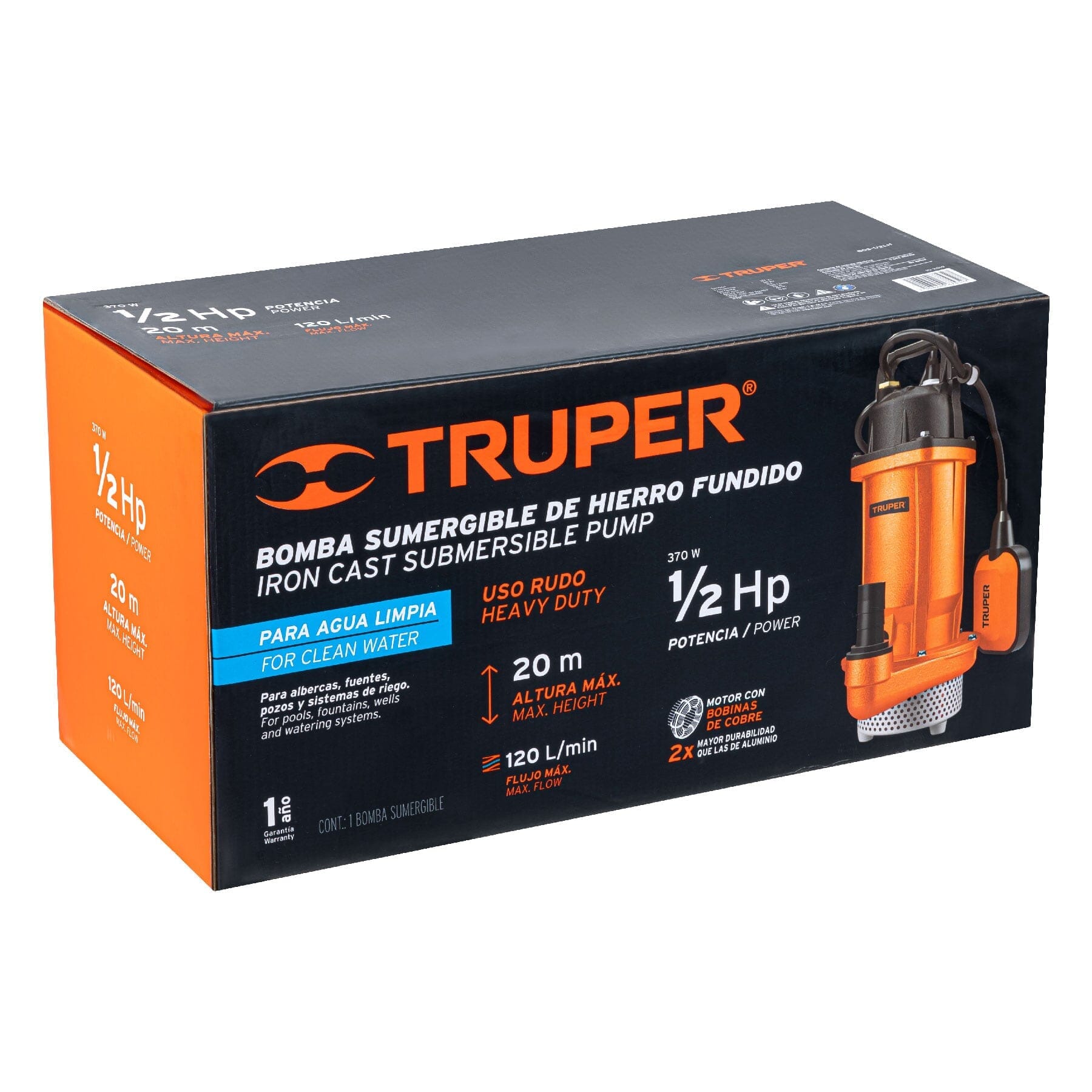 Bomba Sumergible Truper Hierro Fundido para Agua Limpia 1/2 HP | Ferretería - Office Max