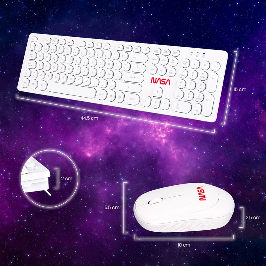 Combo Teclado y Mouse Techzone NASA Inalámbrico Blanco | Teclados y ...