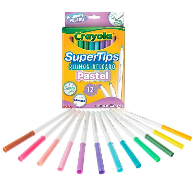 Plumones Crayola Super Tips Pastel 12 pzas | Plumones Y Marcadores