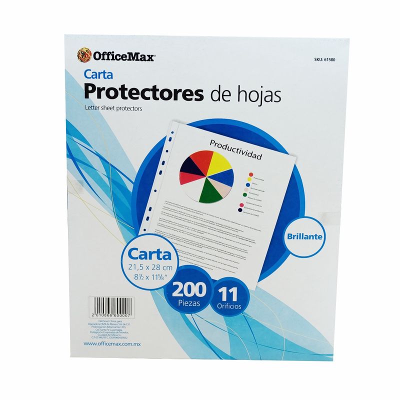 PROTECTOR HOJAS BRILLANTES OMX 200HOJAS | Protectores para hojas ...