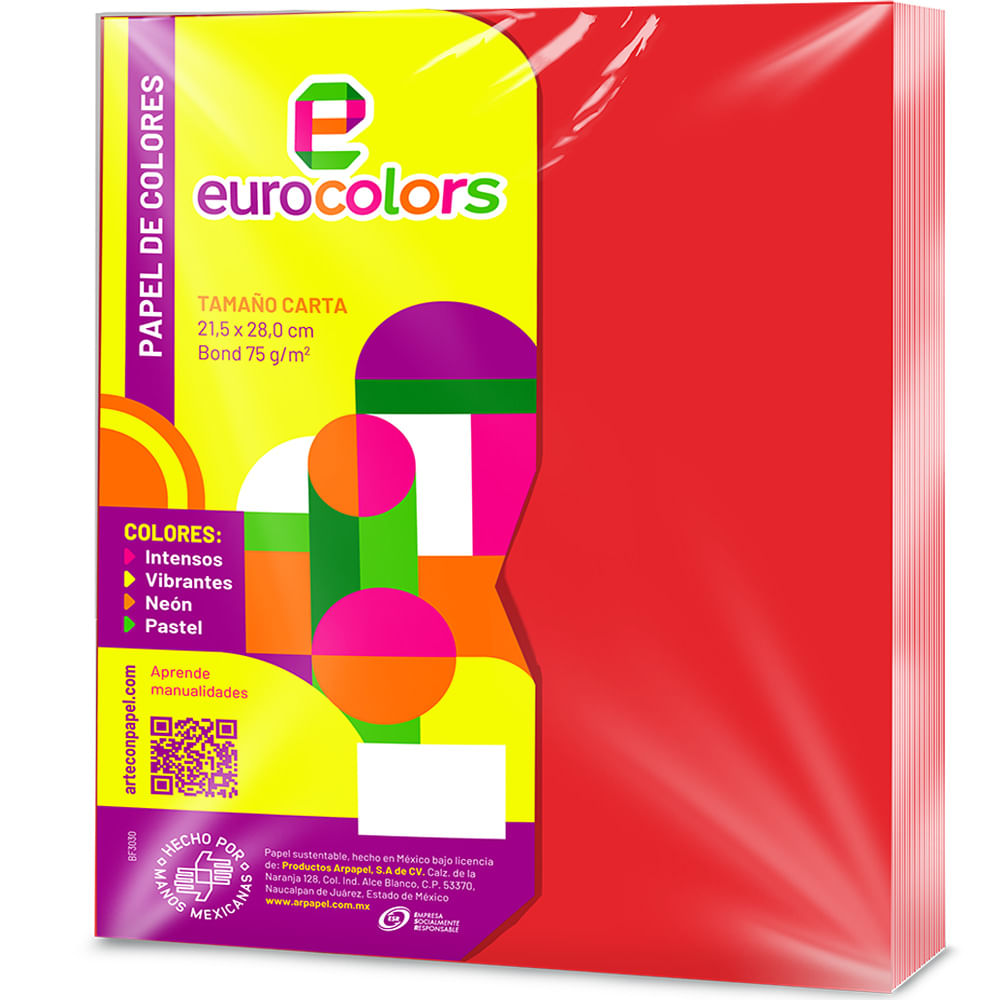 Papel Color Rojo Tama¦o Carta 100 Hojas | Papel Fino | OfficeMax ...