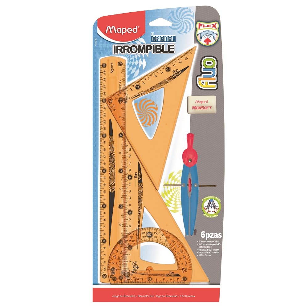 Juego de Geometría de Plástico Flexible Maped Fluo 6 piezas Varios ...