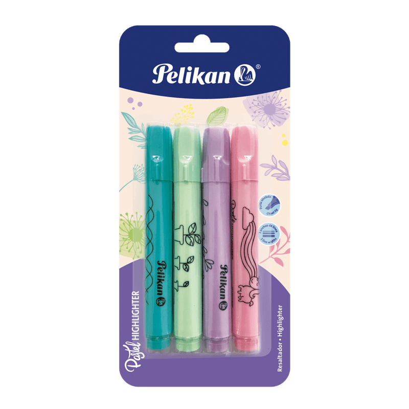 Marcatextos Pelikan Pastel 4 piezas | Marcatextos | OfficeMax