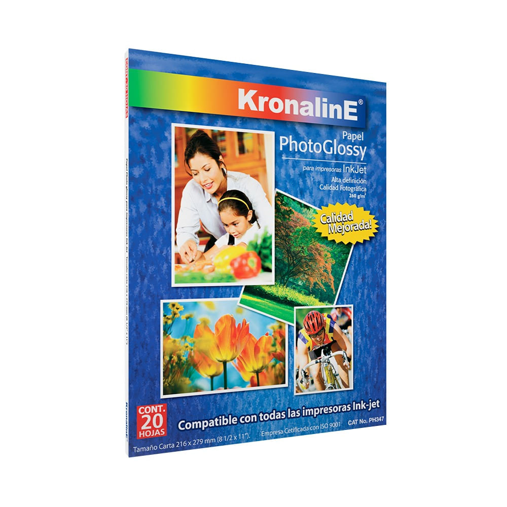 Papel Fotográfico Tamaño Carta Kronaline PhotoGlossy 260g 20 Hojas ...