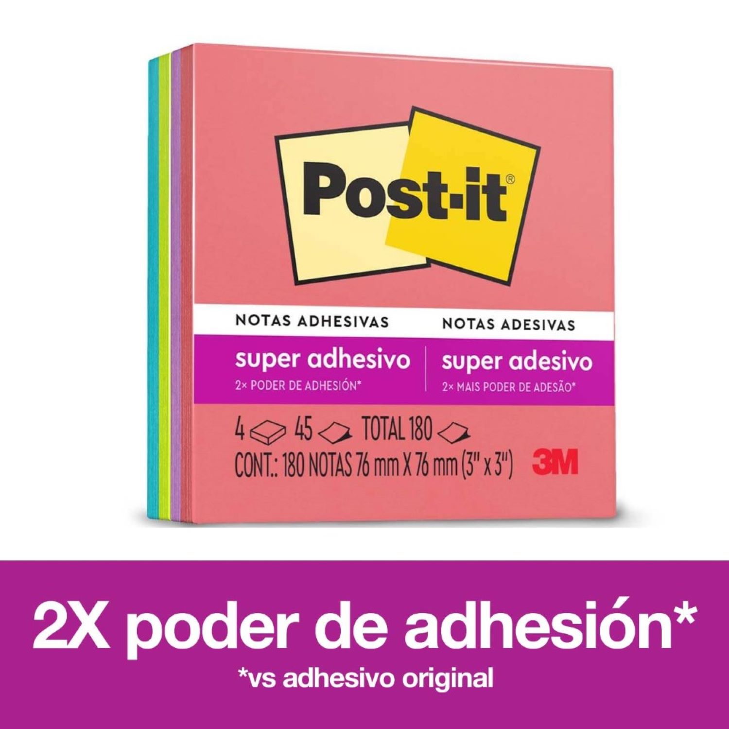 Post-It Notas Super Sticky Style 3x3" 180 hojas | Notas Adhesivas ...