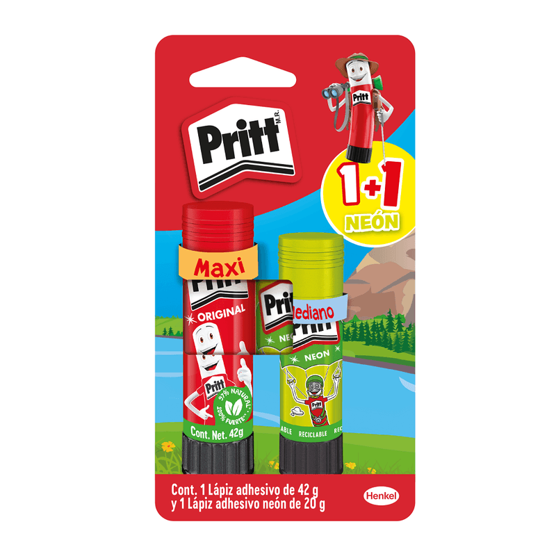 Lápiz Adhesivo Pritt Maxi 42g y Neón 20gr |Adhesivos |OfficeMax