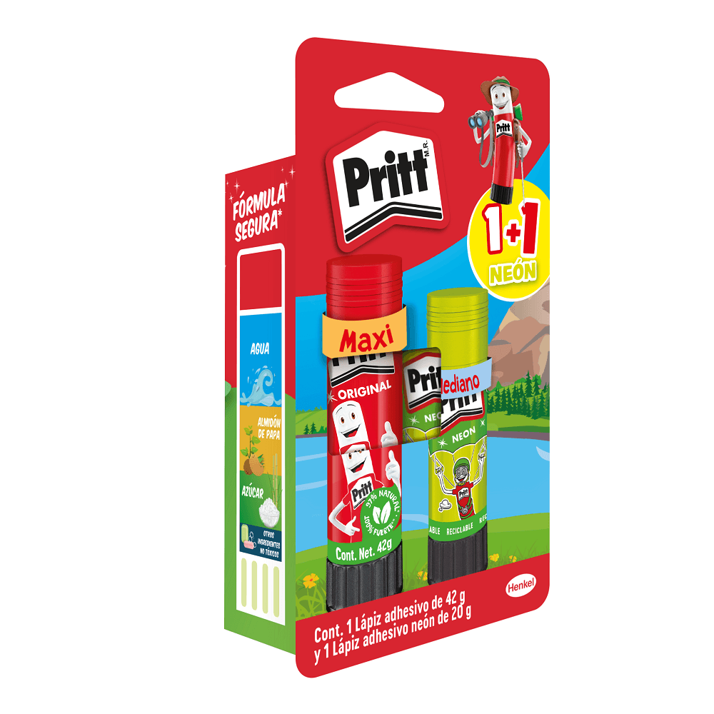 Pritt Maxi 42g + Neón 20g | Color y fuerza | OfficeMax - Office Max