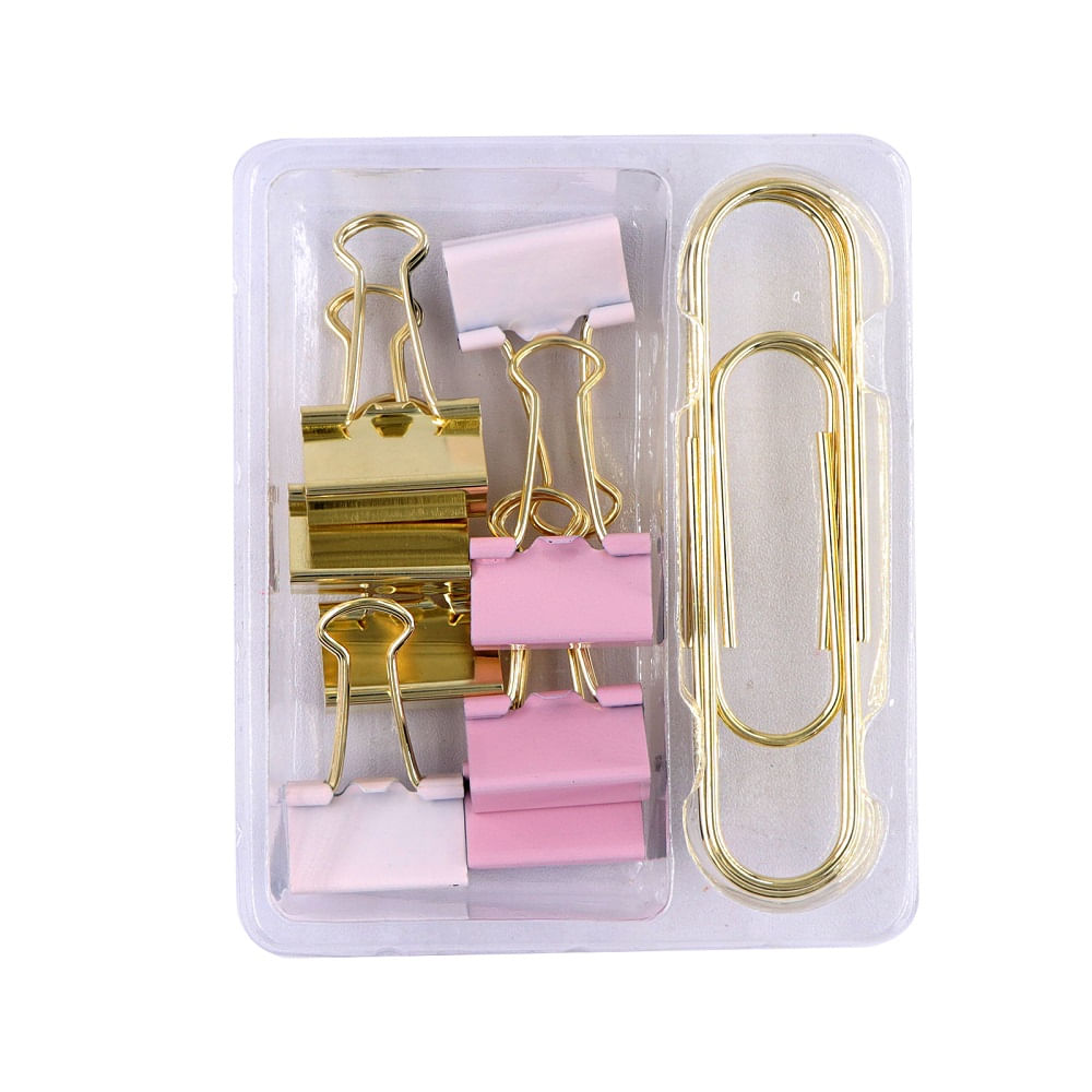 Set de Oficina Stuk Clips y Sujetadocumentos Rosa 12 piezas | Clips y ...