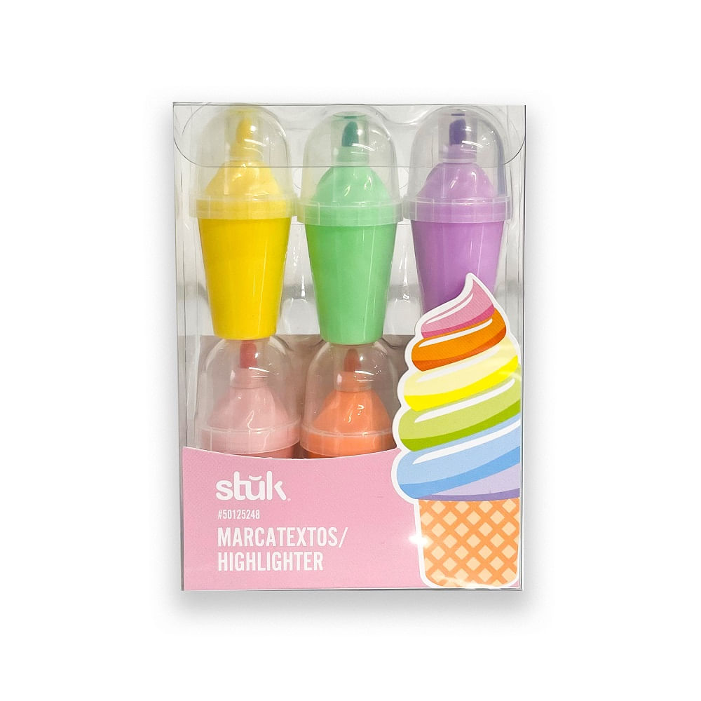 Marcatextos Punta Cincel Mini Stuk Helados Multicolor 6 piezas ...
