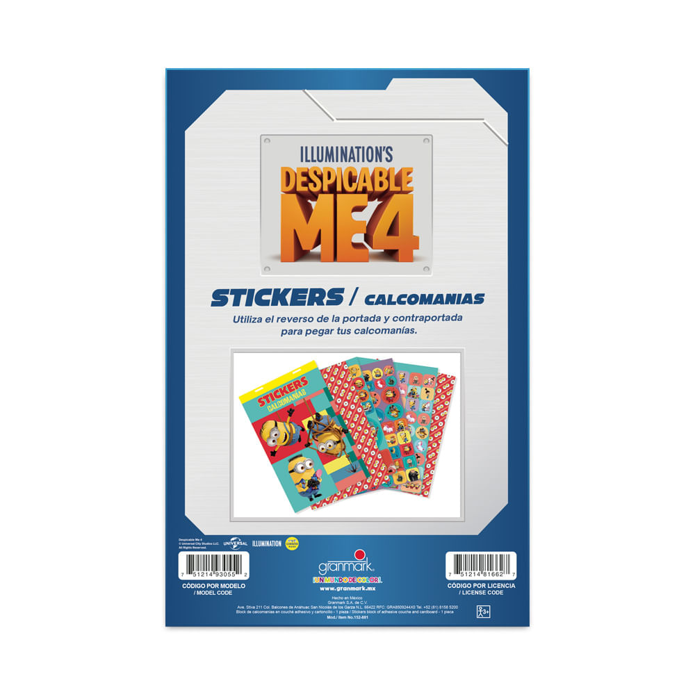 Bloc de Stickers Granmark Mi Villano Favorito 4 | Stickers | OfficeMax
