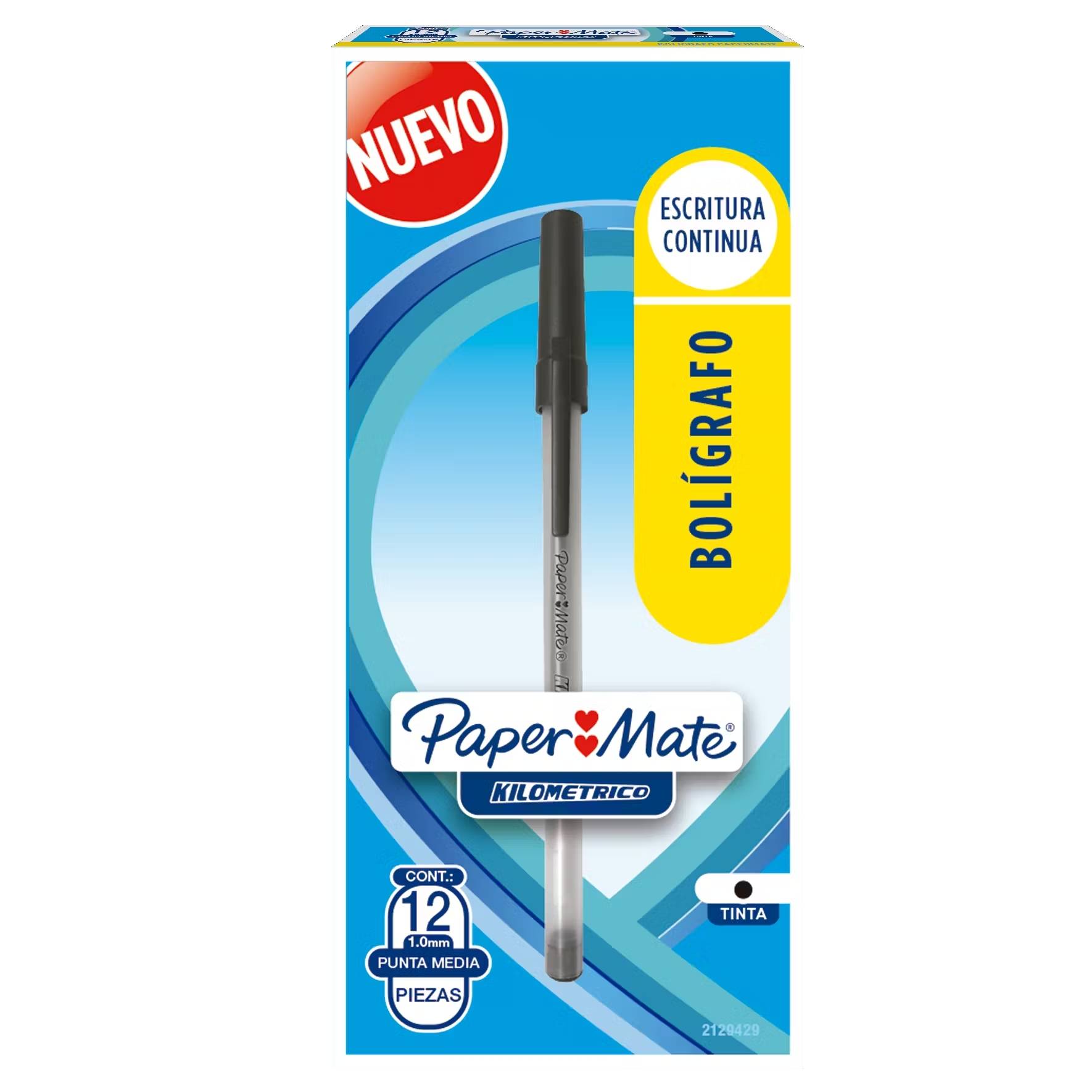 Bolígrafo Paper Mate Kilométrico Tinta Negra 12 piezas | OfficeMax ...
