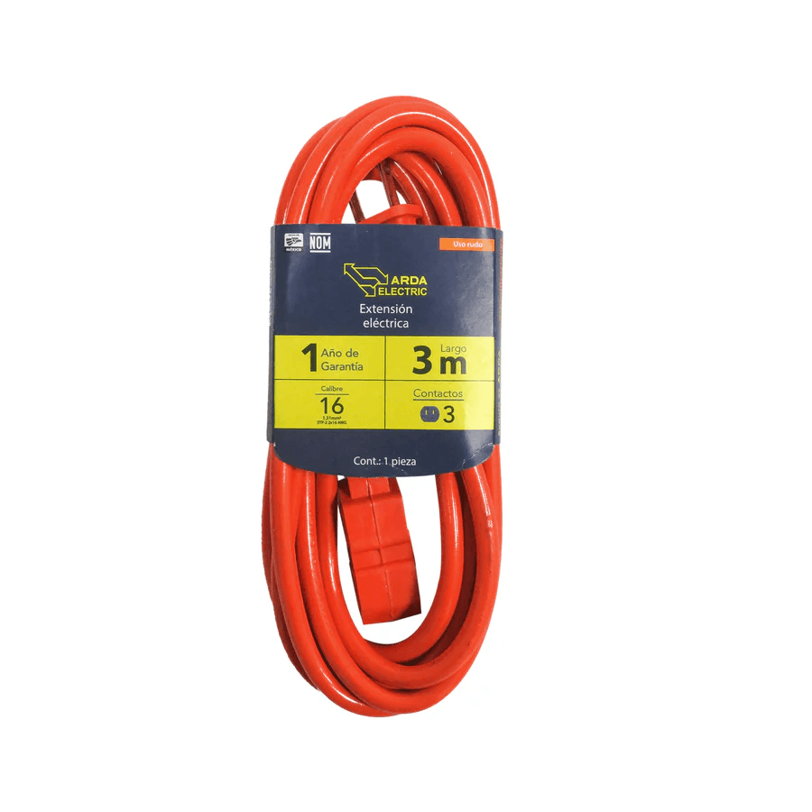 Extensión Eléctrica Arda Uso Rudo 3m | Extensiones | OfficeMax - Office Max