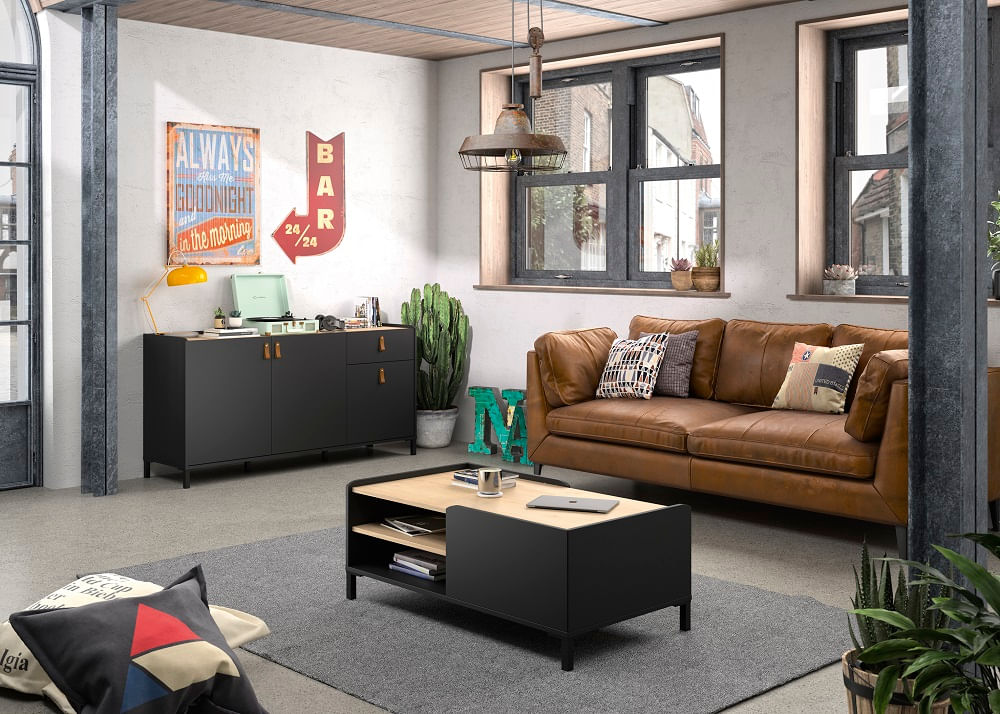 Mesa de Centro Alterego Ámsterdam Rectangular Negra | OfficeMax ...