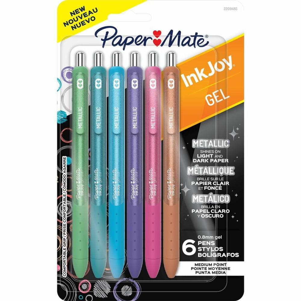 Bolígrafos de Gel Retráctiles Paper Mate InkJoy Punto Mediano Metallic ...