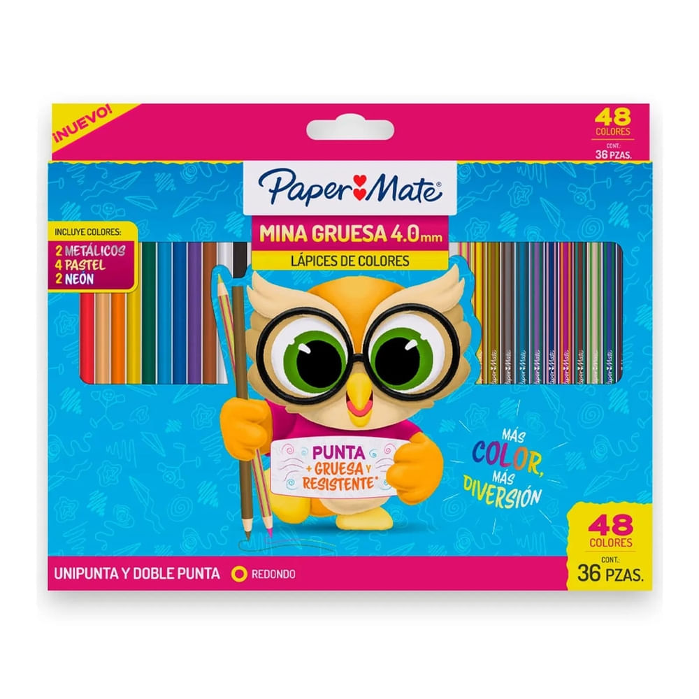 Lápices de Colores Redondos Paper Mate Unipunta y Doble Punta 36 piezas ...