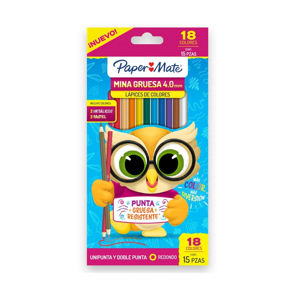 Lápices de Colores Redondos Paper Mate Unipunta y Doble Punta 15 piezas ...