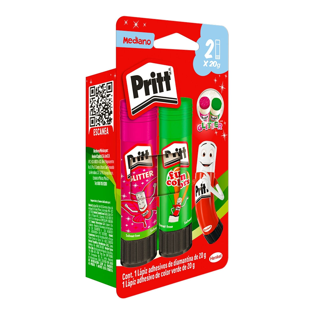 Pritt Glitter Rosa + Verde 4 piezas 20g | OfficeMax - Office Max
