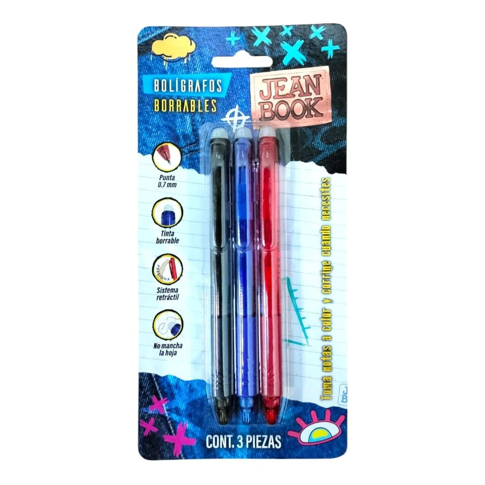 Bolígrafos Borrables Jean Book 3 piezas | OfficeMax. Tienda en Linea ...