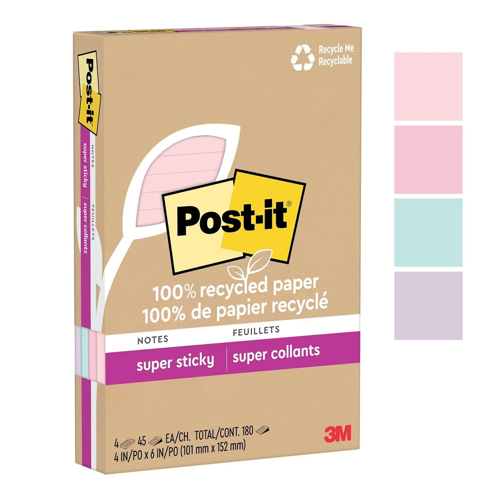 Post-It Notas Adhesivas Super Sticky Recicladas Wanderlust Pastel Raya ...