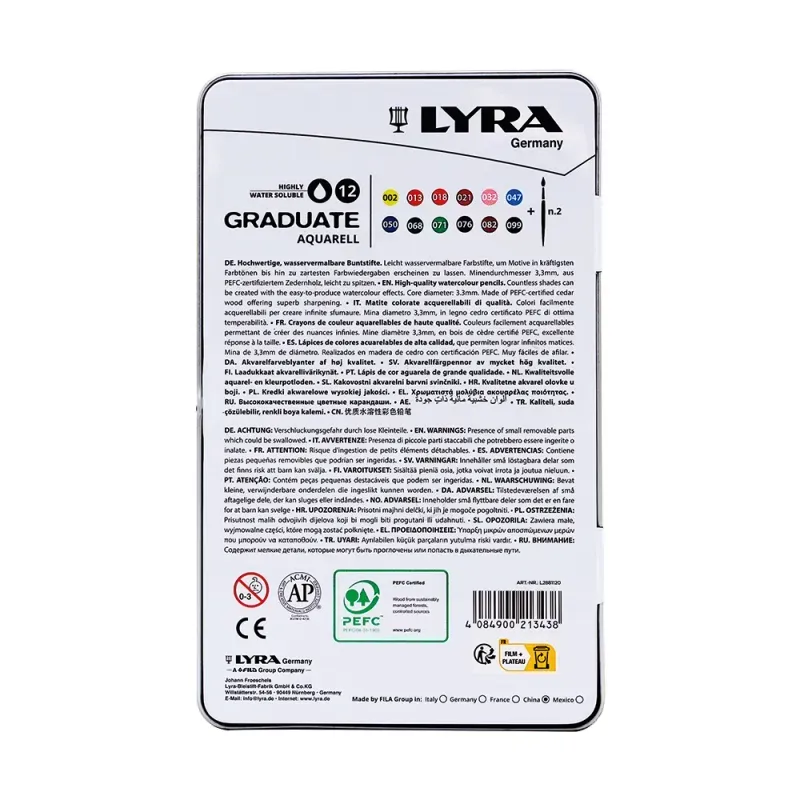Lata de acuarelas Lyra Graduate | 12 colores | Premium - Office Max